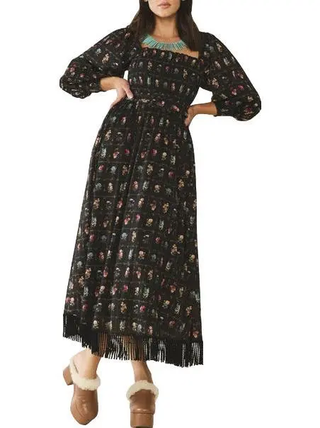 EDDY Jocelyn Floral Grid Midi Dress - Florence Black Floral