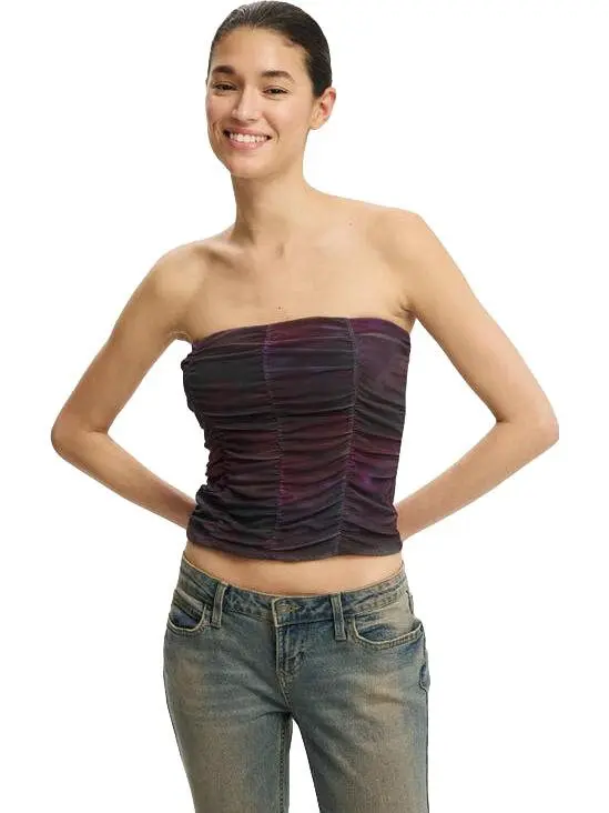 COTTON ON Cara Corset Bandeau - Mira Berry Blurred