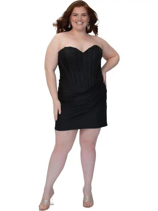 SYDNEY'S CLOSET Strapless Corset Mini Dress - Black