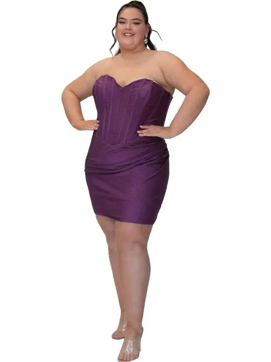 SYDNEY'S CLOSET Strapless Corset Mini Dress - Purple