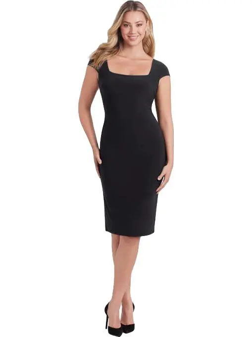 S3 Sculpting Shapewear Square Neck Midi Dress - Onyx Black