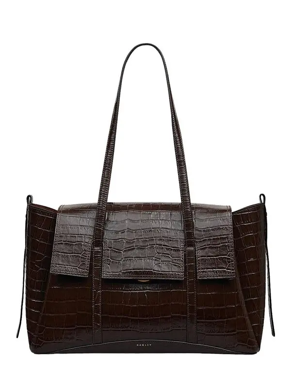RADLEY The Chancery Faux Croc Flapover Shoulder Bag - Walnut