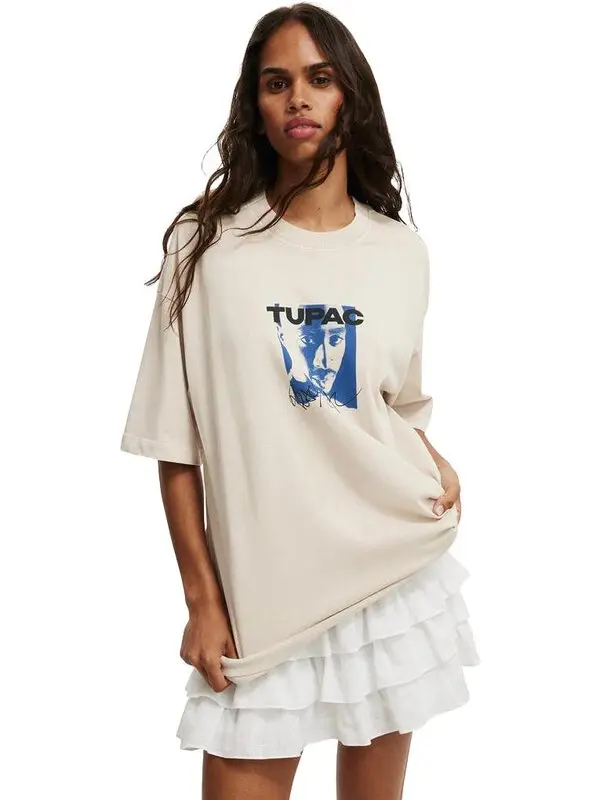 COTTON ON Lcn Music Premium Boxy Graphic Tee - Tupac  Stone
