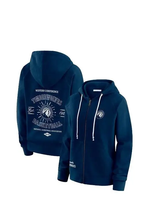 WEAR BY ERIN ANDREWS Minnesota Timberwolves Vintage Full-zip Raglan Hoodie - Navy