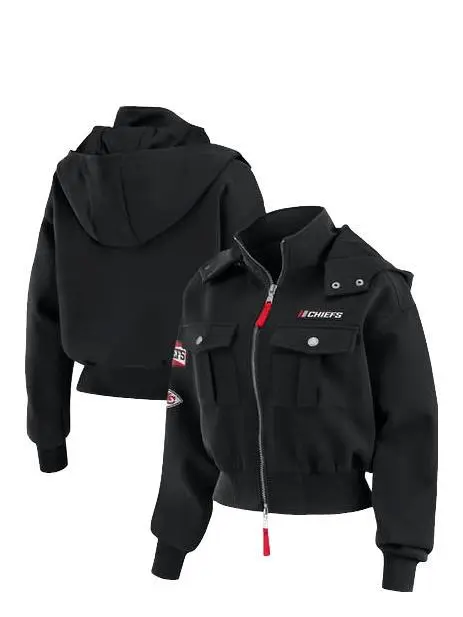 WEAR BY ERIN ANDREWS Kansas City Chiefs Patch Pocket Bomber Jacket - Black