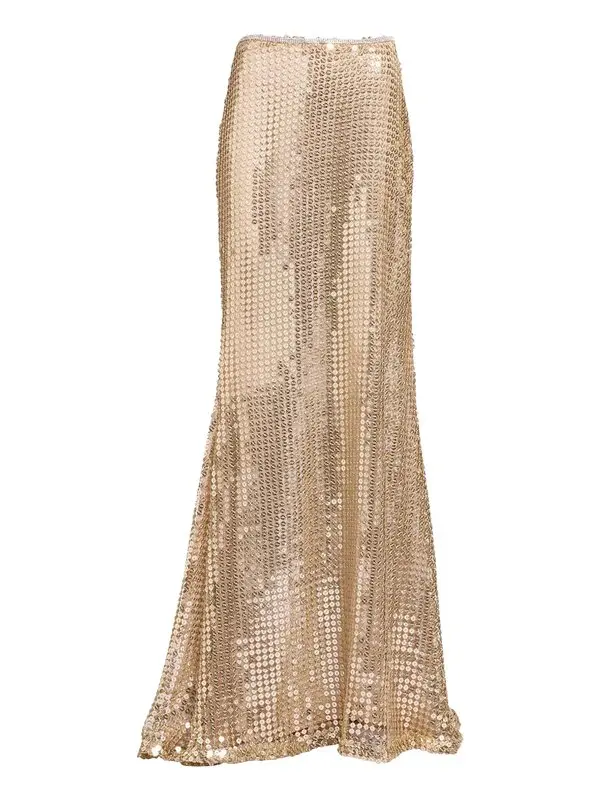 Elie Saab Sequined Full Length Skirt - Gold