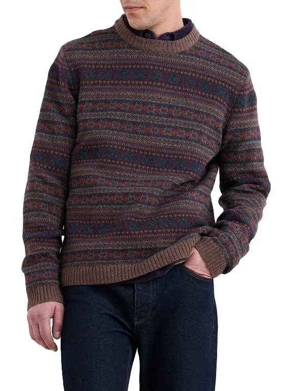 SEASALT CORNWALL Carracks Fair Isle Wool Blend Crewneck Sweater - Moran Rye