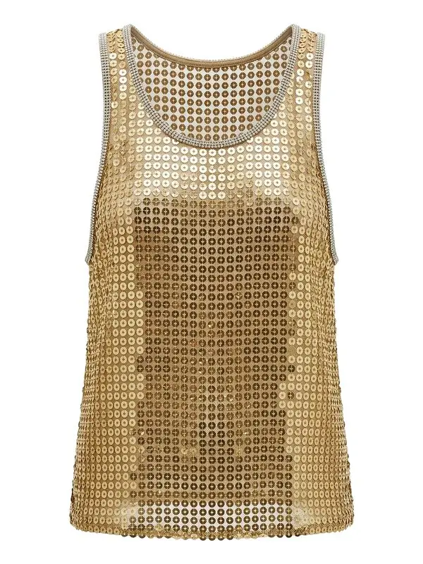 Elie Saab Sequin-embellished Tank Top - Gold