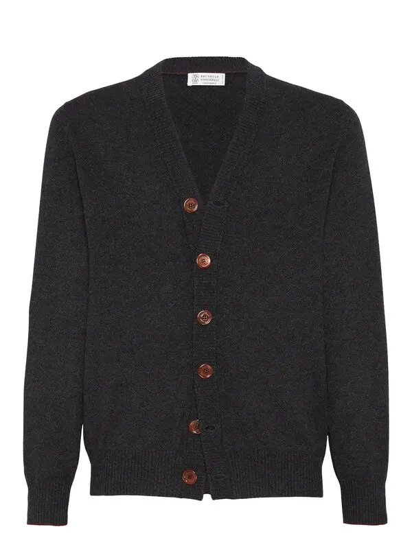 Brunello Cucinelli Cashmere Rib-knit Cardigan - Black