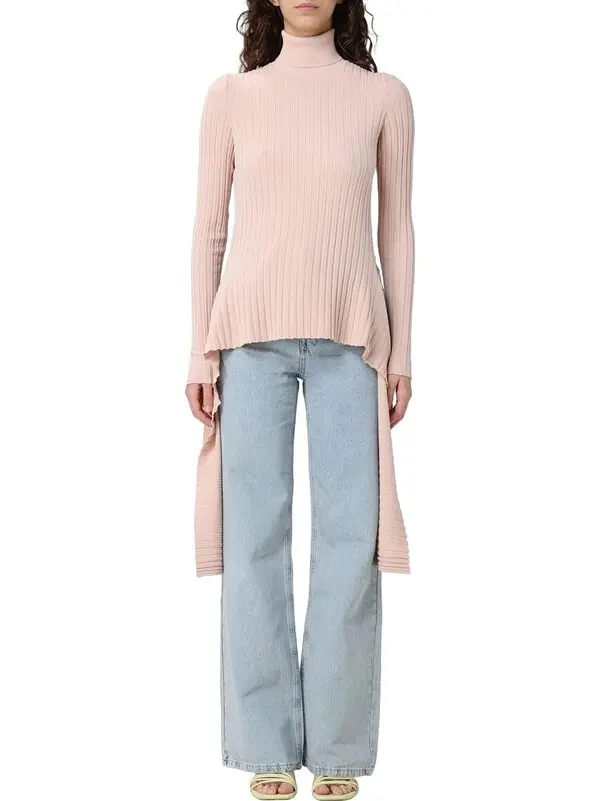Moschino Ribbed Tie-detailed Sweater - Pink
