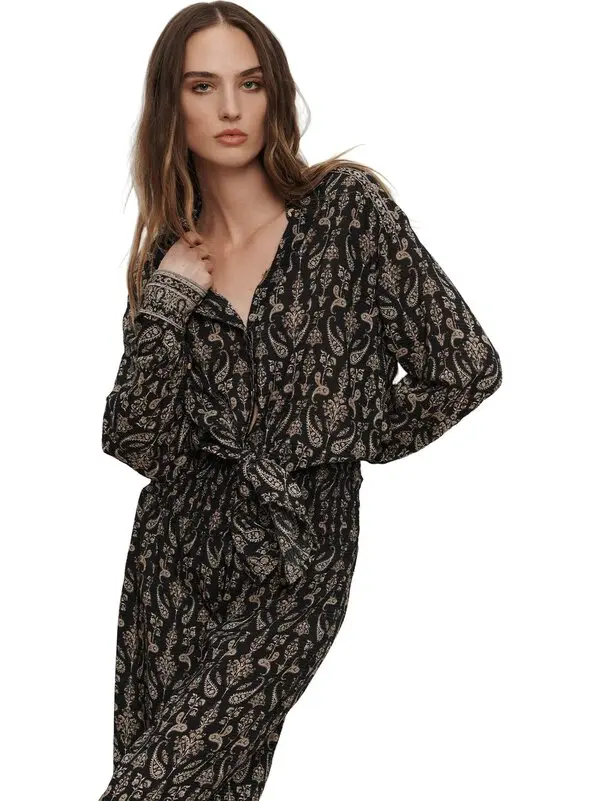 Veronica Beard Lloyd Paisley Button-down Shirt - Black Multi