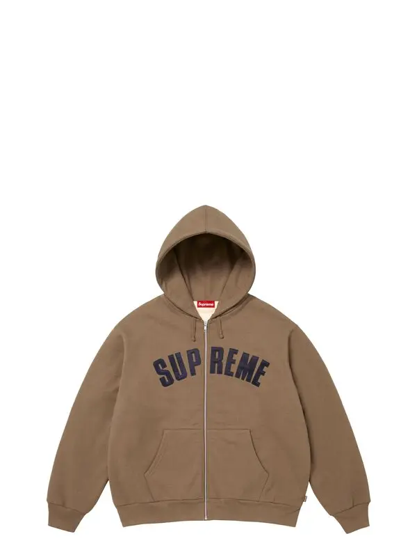 Supreme Arc Thermal Lined Zip Up Hooded Sweatshirt - Brown