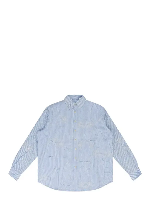 WHO DECIDES WAR BY EV BRAVADO Gathered Fray Button-down Shirt - Blue