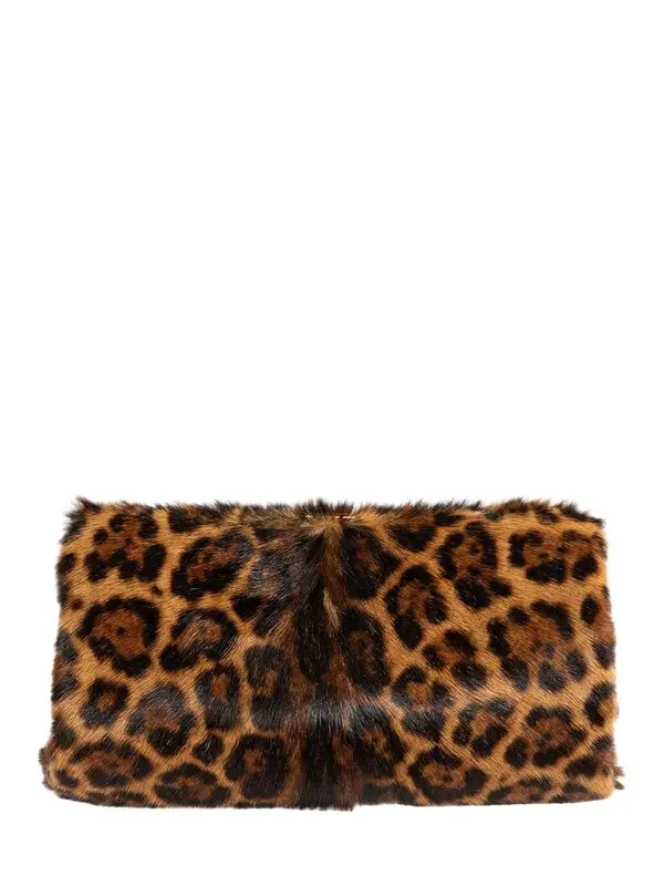 Saint Laurent Pony Hair Clutch - Brown