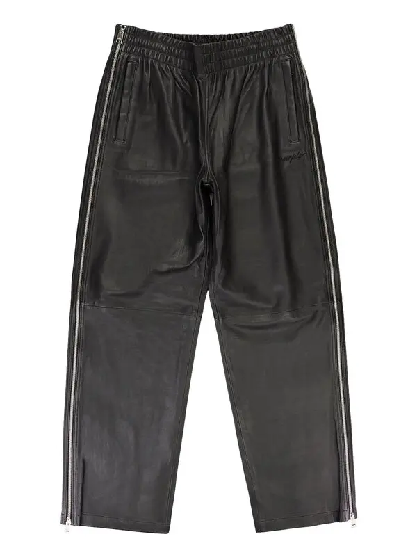 PURPLE BRAND Leather Track Pants - Black