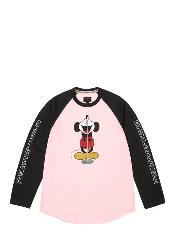 Supreme X Number Ine X Mickey Mouse Raglan Long-sleeve Top - Pink