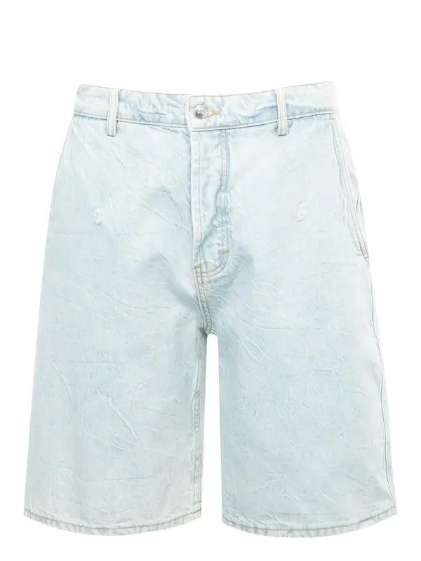 NAHMIAS Bleach Stone Denim Shorts - Blue