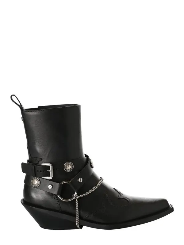ANN DEMEULEMEESTER Leva Santiags Ankle Boot - Black