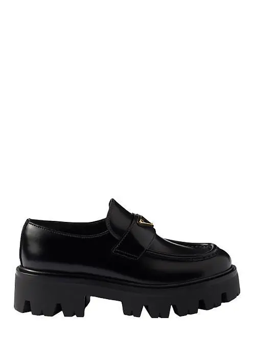 Prada Brand-plaque Leather Loafers - Black