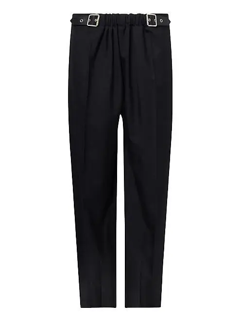 Loewe Belted Wide-leg Cotton Trousers - Black