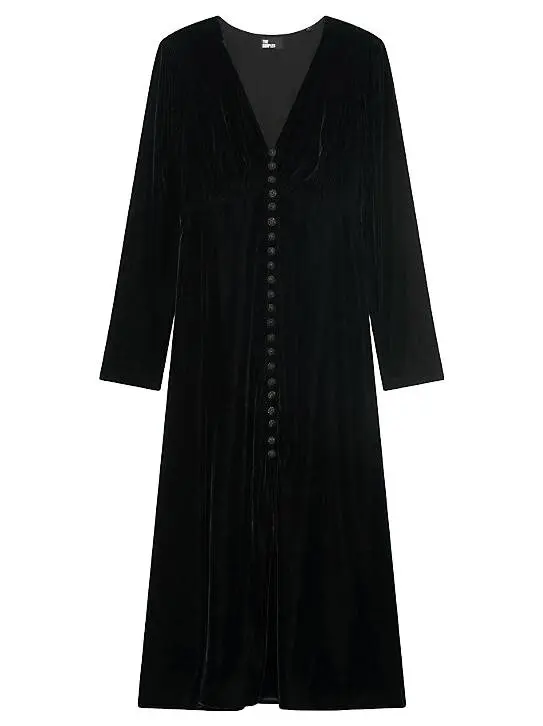 The Kooples Stretch-velvet Midi Dress - Black