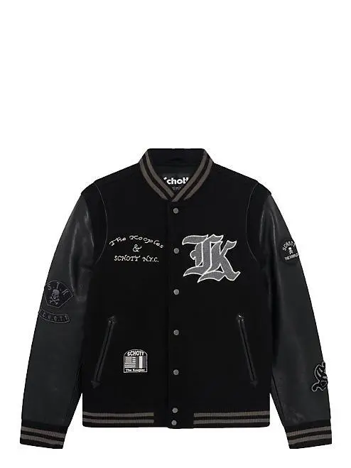 The Kooples Leather Varsity Jacket - Black