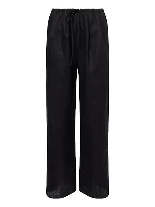 Dissh Drawstring Linen Trousers - Black