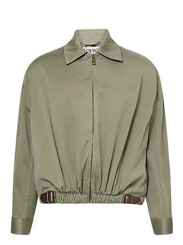 Loewe Wide-collared Belted Wool Jacket - Khaki Green