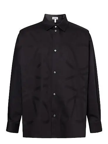 Loewe Anagram Long-sleeve-cotton Shirt - Black