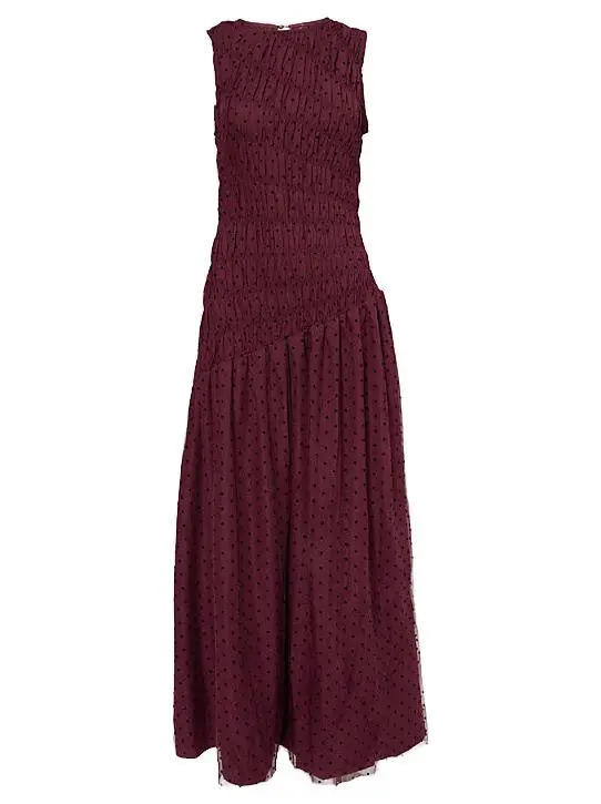 AMY LYNN Julia Polka-dot Woven Maxi Dress - Burgundy