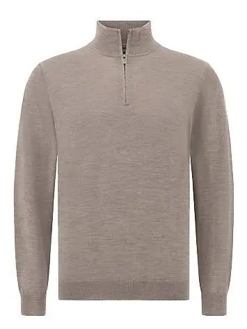 Boggi Milano Half-zip Merino Wool Jumper - Taupe