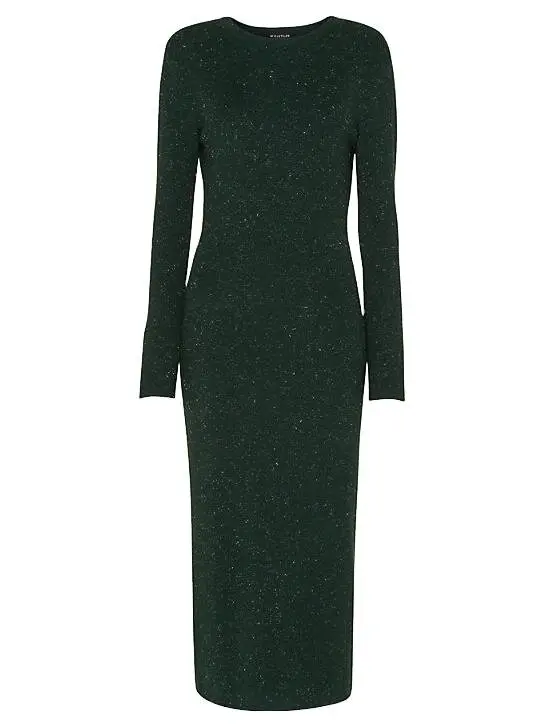 Whistles Sparkle-knit Midi Dress - Dark Green
