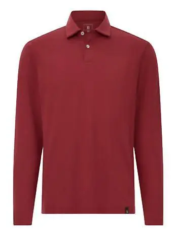 Boggi Milano Logo-embroidered Long-sleeve Cotton Polo - Burgundy