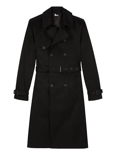 The Kooples Cotton Double-breasted Trench Coat - Black