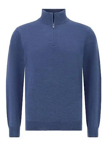 Boggi Milano Half-zip Merino-wool Jumper - Indigo