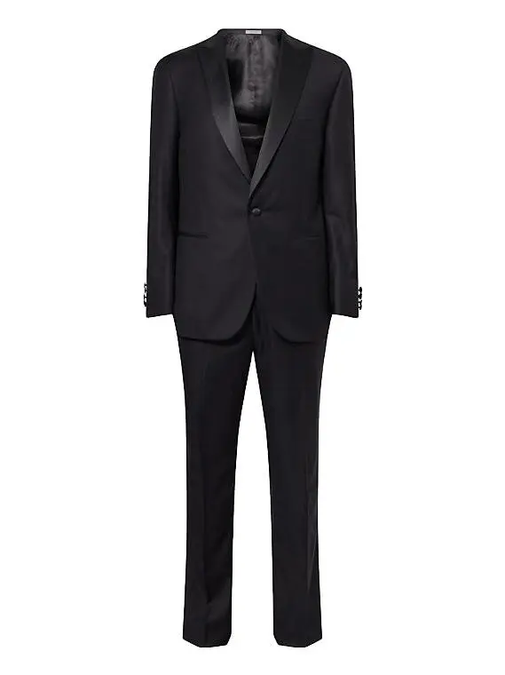 Corneliani Notched-collar Single-breasted Wool Tuxedo Suit - Black