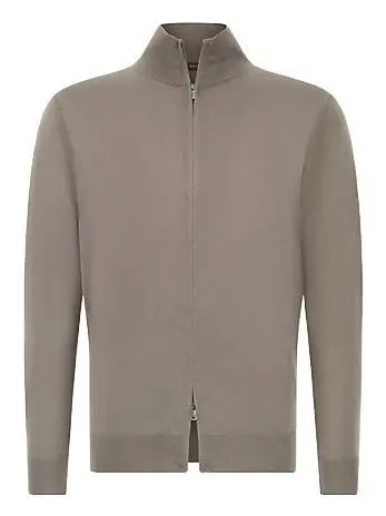 Boggi Milano Zip-up Merino-wool Jumper - Taupe