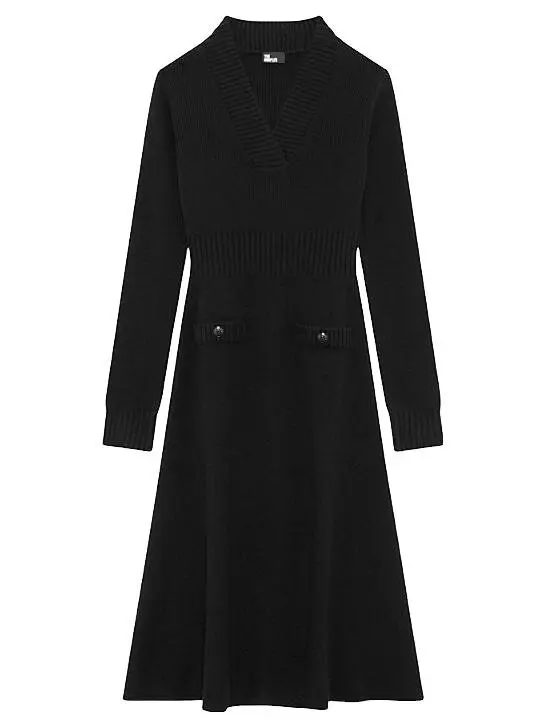 The Kooples Wool Midi Dress - Black