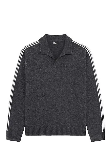 The Kooples Polo-collar Wool-blend Jumper - Grey