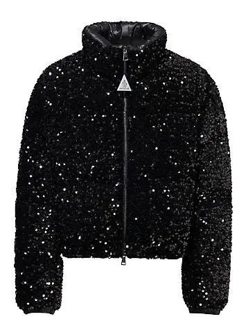 Moncler Louvi Sequin Short Down Jacket - Black