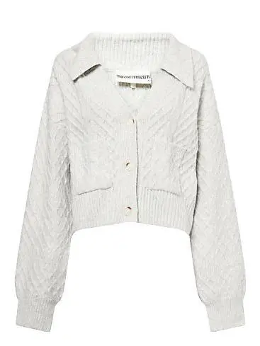 THE COUTURE CLUB Cable Knit Cardigan - Grey Marl