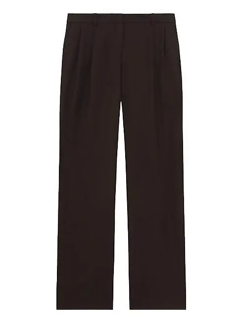 The Kooples Wide-leg Mid-rise Trousers - Brown