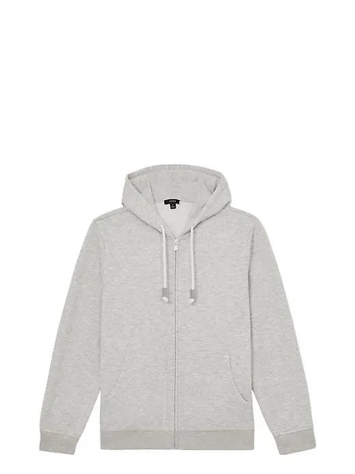 REISS Zip-up Cotton-blend Hoody - Soft Grey