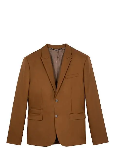 The Kooples Notched-collar Single-breasted Wool Blazer - Tabacco