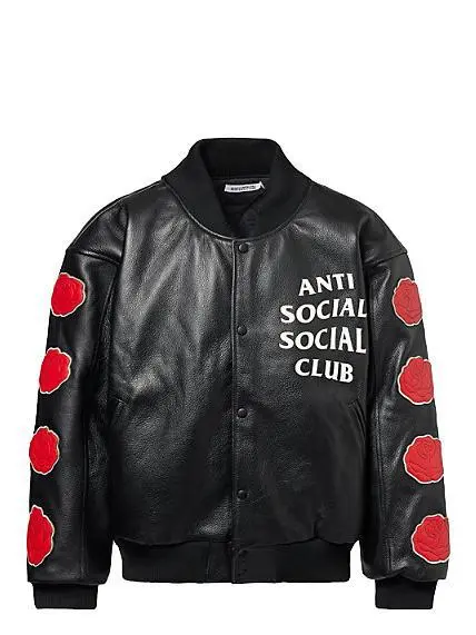 ANTI SOCIAL SOCIAL CLUB Petal To The Metal Relaxed-fit Leather Jacket - Black