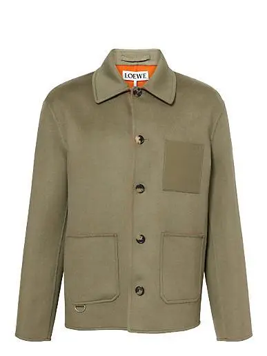 Loewe Workwear Patch-pocket Cashmere Jacket - Green/orange