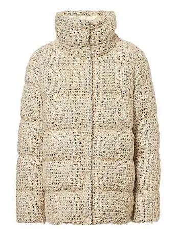 Moncler Cochelle Tweed Short Down Jacket - Light Beige