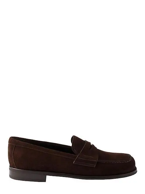 Prada Brand-plaque Suede Loafers - Brown