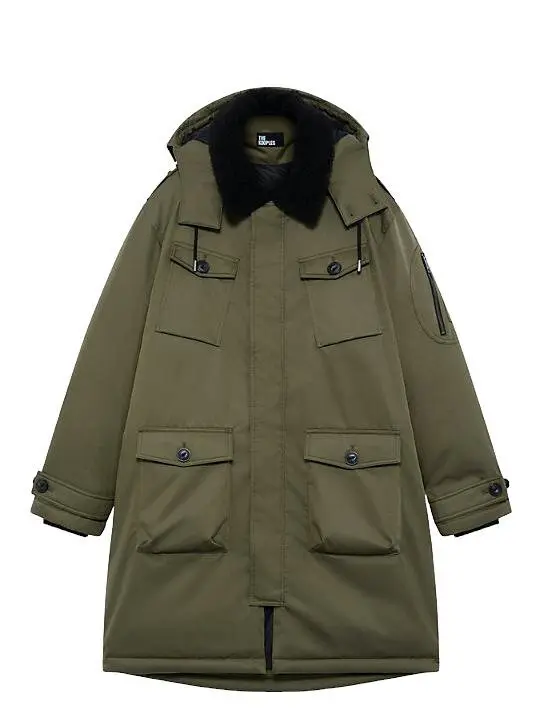 The Kooples Cotton Hooded Parka Jacket - Kaki