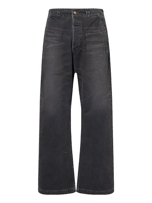 Fear Of God Utility Wide-leg Cotton Trousers - Washed Black